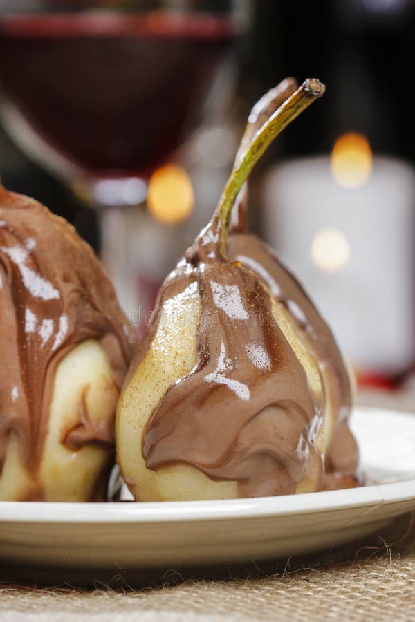 Pear in chocolate stock photo. Image of delicious, delightful - 39235376
