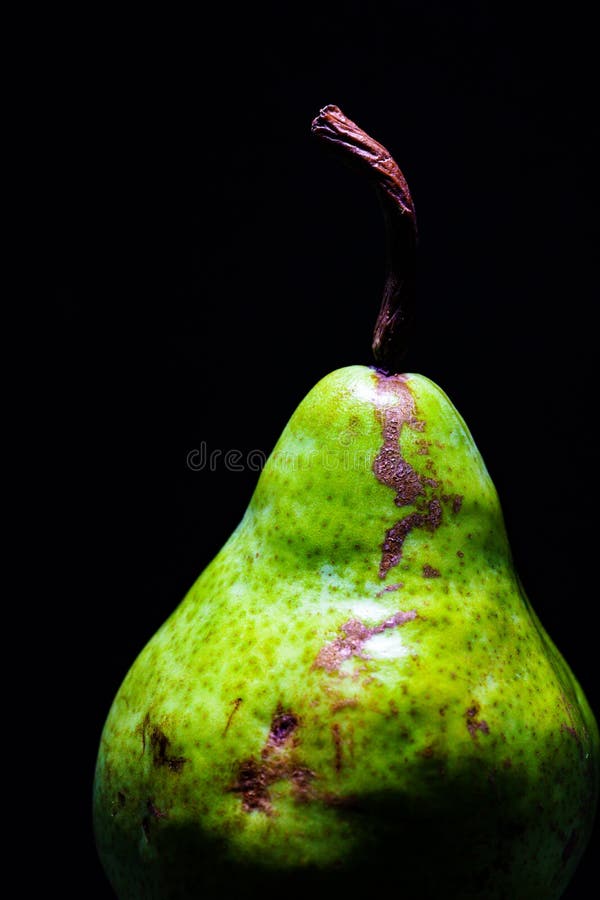 Pear Close Up on Black Background in Low Key Light Stock Photo - Image ...