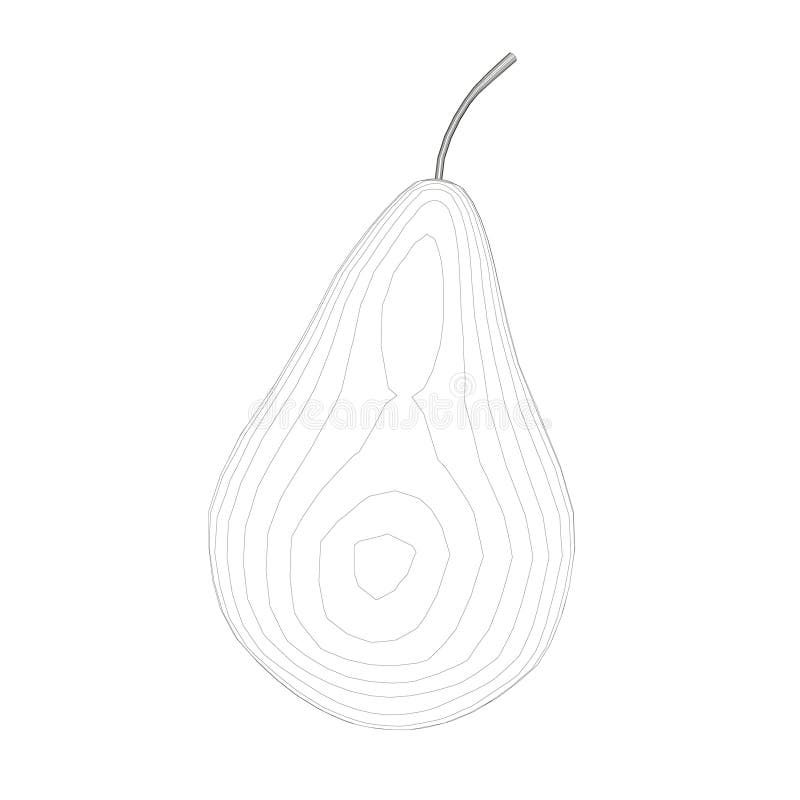 Pear Contour Isolated on White Background. 3D Stock Vector ...