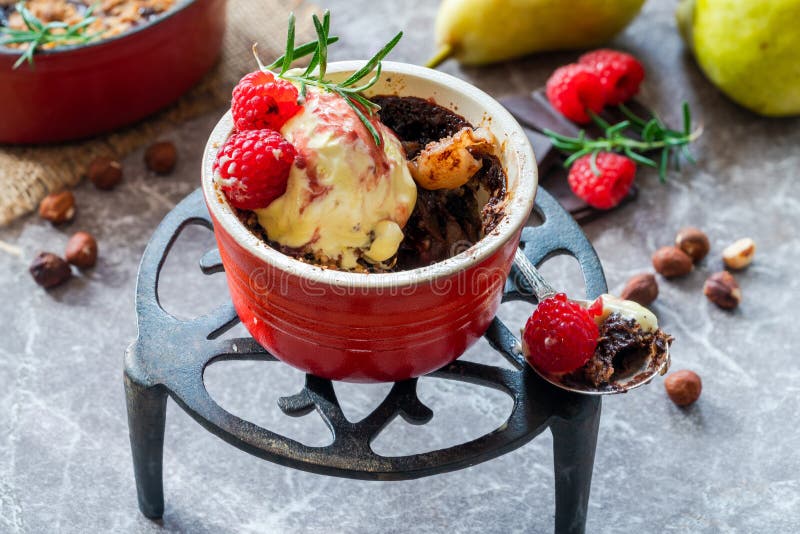 Pear crumble dessert stock image. Image of crust, comfort - 197351651