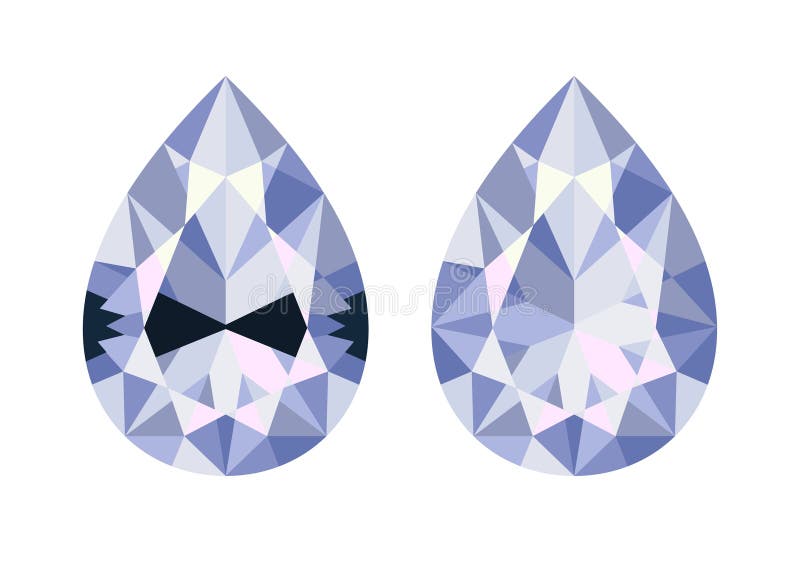 Pear Cut Diamond with and without Bow Tie Effect. Flat Vector ...