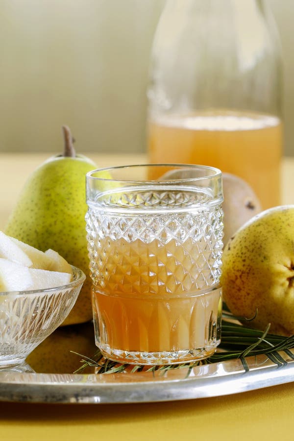 Pear Drink in a Crystal Glass Stock Photo - Image of autumn, pear ...