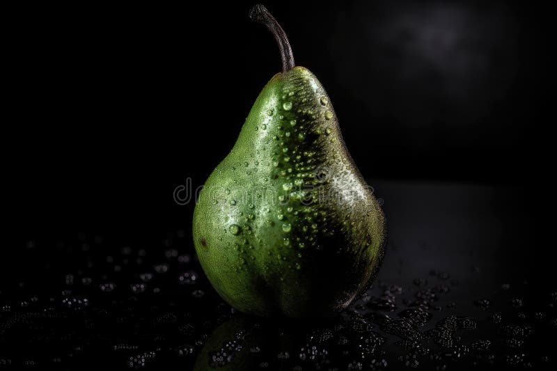 Pear with Drops on Black Gradient Background. Generative AI Stock ...