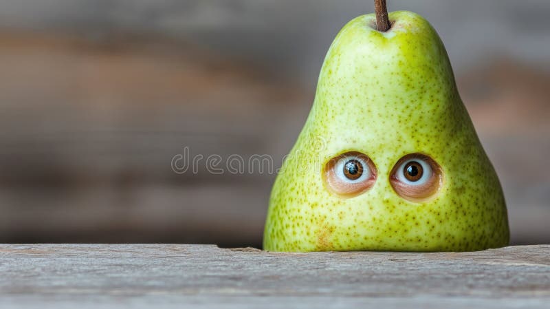 A Pear with Eyes and a Nose Sticking Out of the Side, AI Stock Image ...