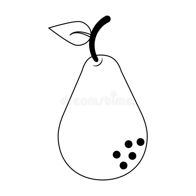Pear Fresh Fruit Symbol in Black and White Stock Vector - Illustration ...