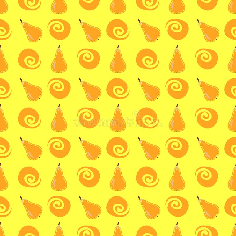 Pear Fruit Color Vector Plain Seamless Pattern. Simplified Retro ...