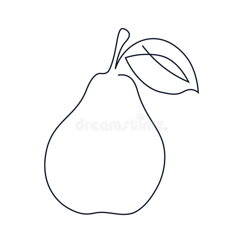 Pear Fruit Continuous Line Drawing. Single Line Drawing of a Fruit ...