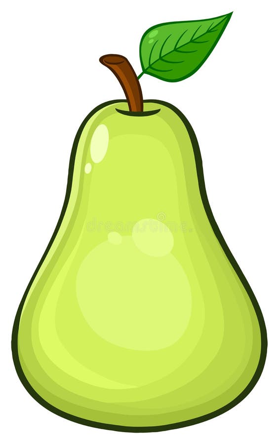 Pear Fruit with Green Leaf Cartoon Drawing Simple Design Stock Vector ...