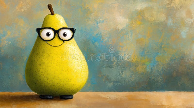 A Pear with Glasses and a Smile on Its Face, AI Stock Photo - Image of ...