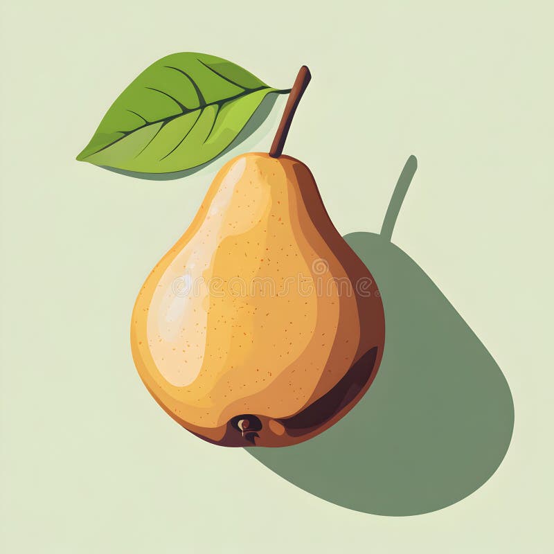 Pear Illustration with a Smooth, Speckled Yellow Surface, Casting a ...