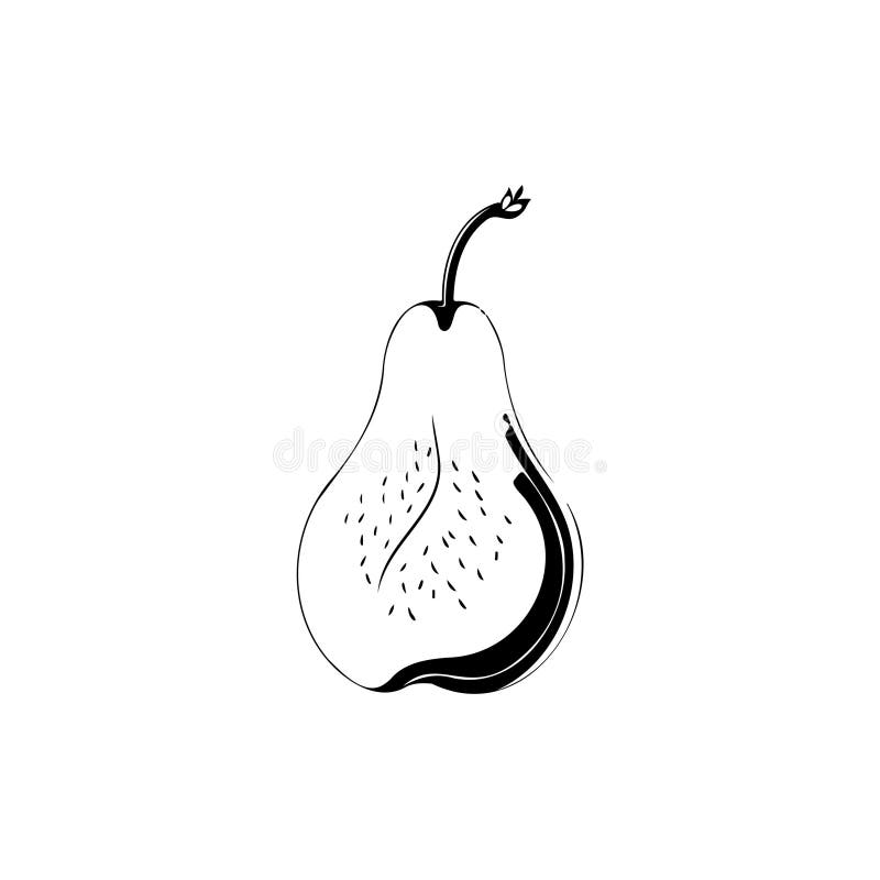 Pear Icon Hand Draw Black Thanksgiving Fruit Colour Logo Symbol Perfect ...