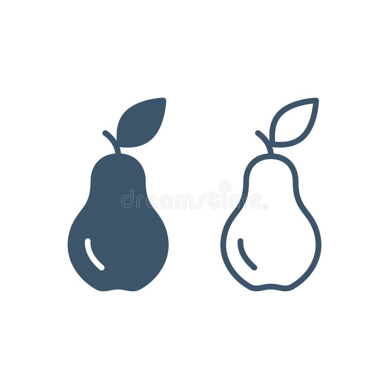 Pear Icon Set in Flat Style, Vector Isolated Simple Fruit Symbol Stock ...