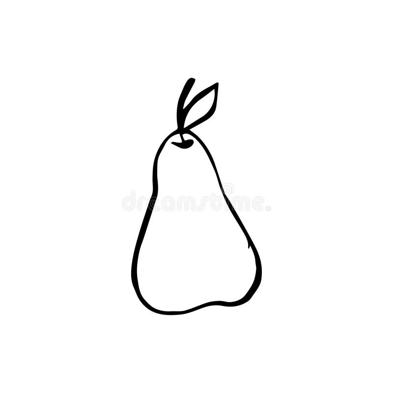 Pear Line Drawing in Simple Childlike Illustration Style with Copy ...