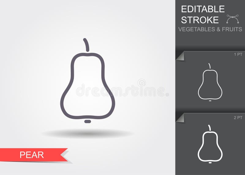 Pear with Shadow Silhouette Sign Isolated on White Stock Vector ...