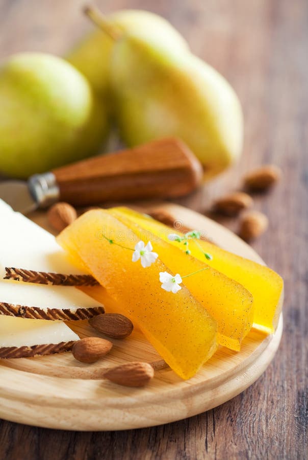 Pear marmalade and cheese stock photo. Image of board - 25599062