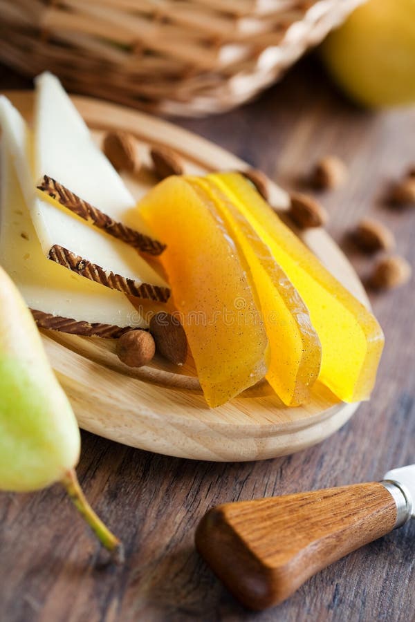 Pear marmalade and cheese stock image. Image of almond - 25599069