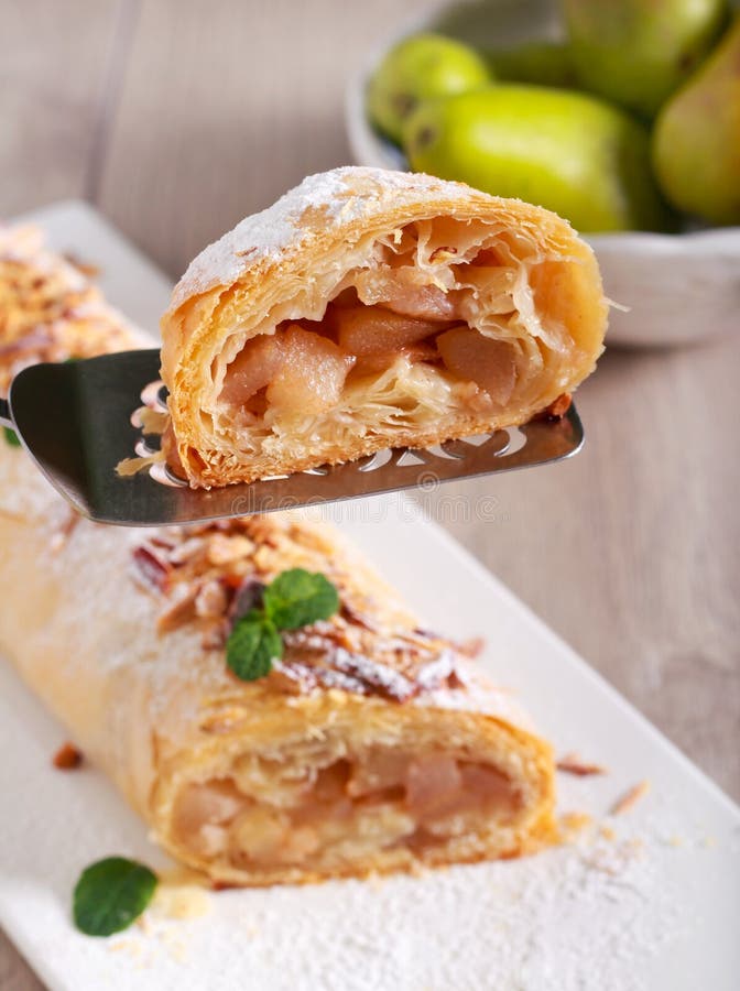 Pear and nut spicy strude stock image. Image of strudel - 159590041