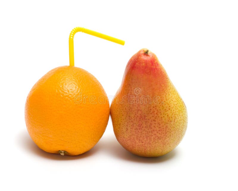 Pear and orange. stock image. Image of crude, health - 15263231