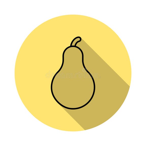 Pear Outline Icon in Long Shadow Style Stock Illustration ...