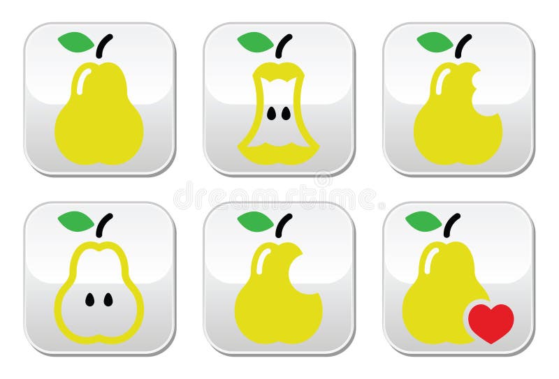 Pear, Pear Core, Bitten, Half Icons Stock Illustration - Illustration ...