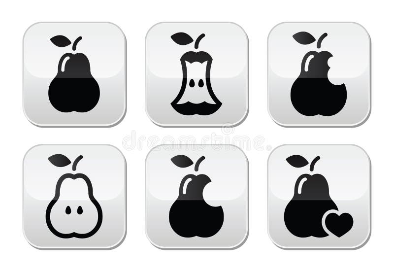 Pear, Pear Core, Bitten, Half Vector Buttons Stock Vector ...