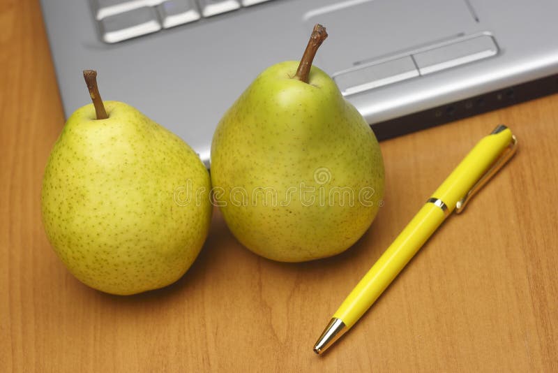 Pear and laptop stock image. Image of fruit, freshness - 11834321