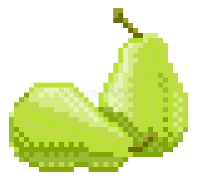 Pear Pixel Art 8 Bit Video Game Fruit Icon Stock Vector - Illustration ...
