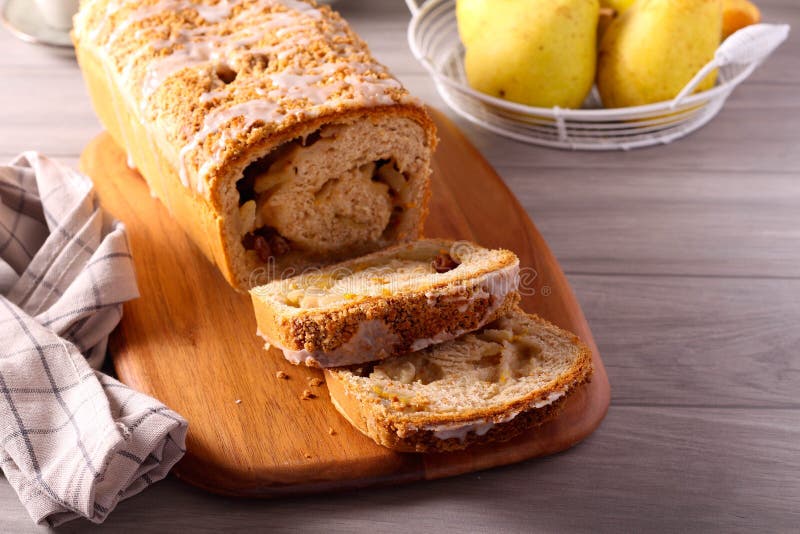 Pear and Raisin Whole Wheat Bread with Streusel Topping Stock Photo ...