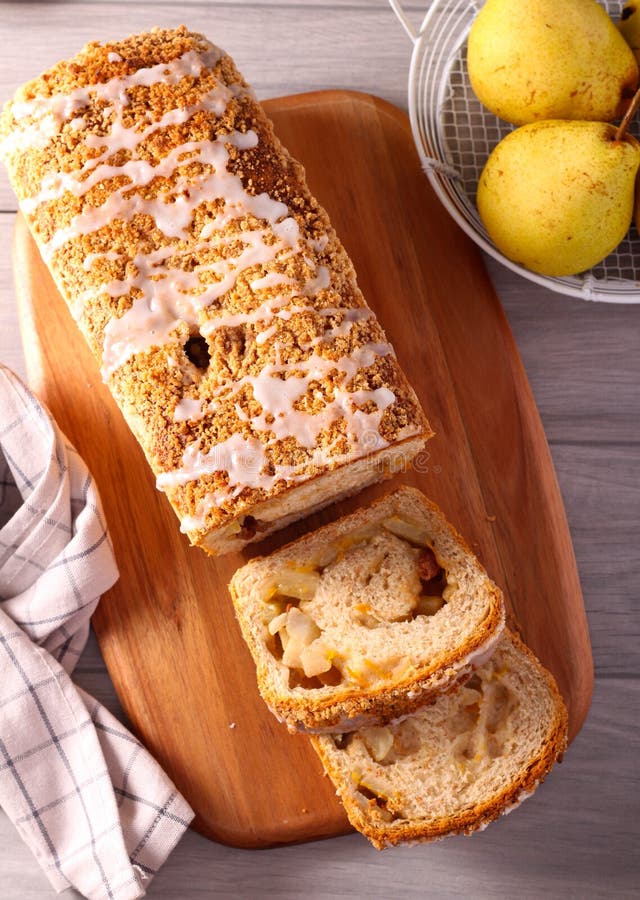 Pear and Raisin Whole Wheat Bread with Streusel Topping Stock Image ...