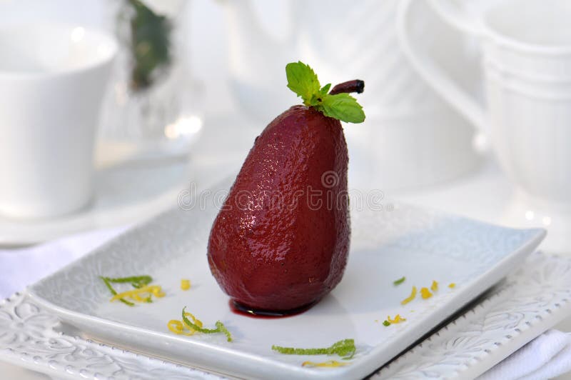 Pear in red wine stock photo. Image of elegant, french - 22407764