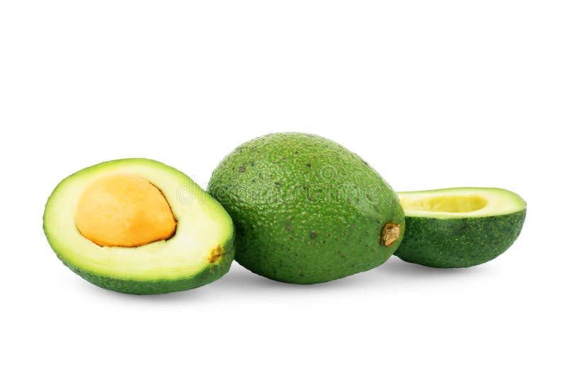 Pear-shaped Avocado Half Whole Isolated on White Background Stock Image ...