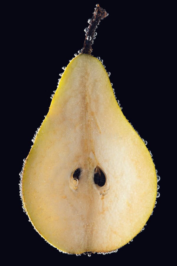 Pear Slice with Gas Bubbles in Water Stock Photo - Image of seed ...