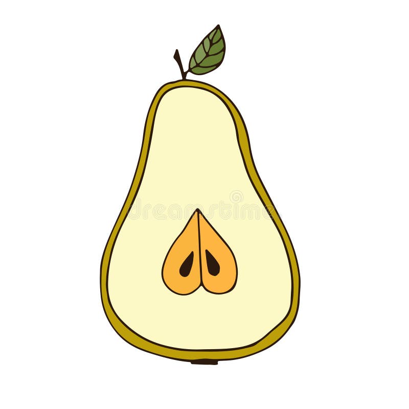 Pear Slice Icon. Fruit Sticker Stock Vector - Illustration of food ...