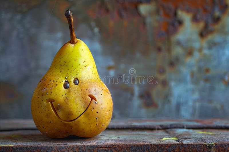 A Pear with a Smiley Face on it Stock Image - Image of nose, pear ...