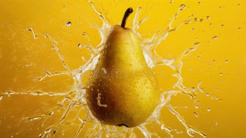 A Pear is Splashing Water in the Air Stock Illustration - Illustration ...