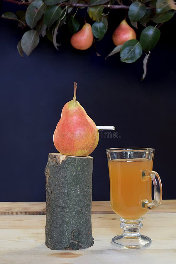 Pear Straw Which Juice Dripping Glass Stock Photos - Free & Royalty ...