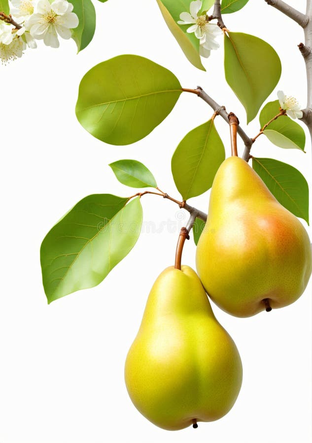 Pear on a Tree Isolated on a White Background. Generative AI Stock ...
