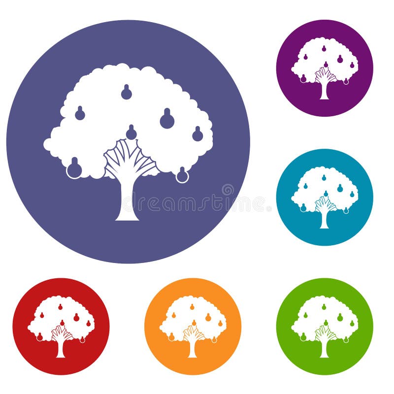 Pear Tree with Pears Icons Set Stock Vector - Illustration of forest ...