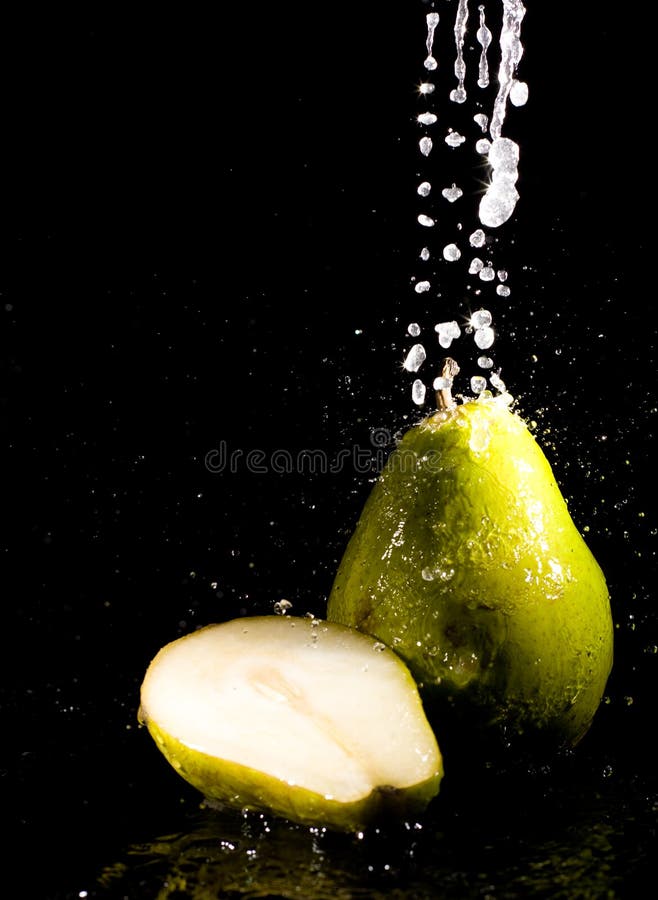 Pear under water jets stock image. Image of lifestyle - 12978291