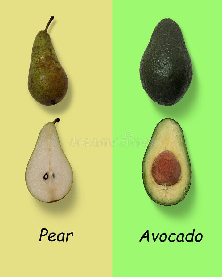 Pear Vs Avocado - Half Pear and Half Avocado High Resolution Stock ...
