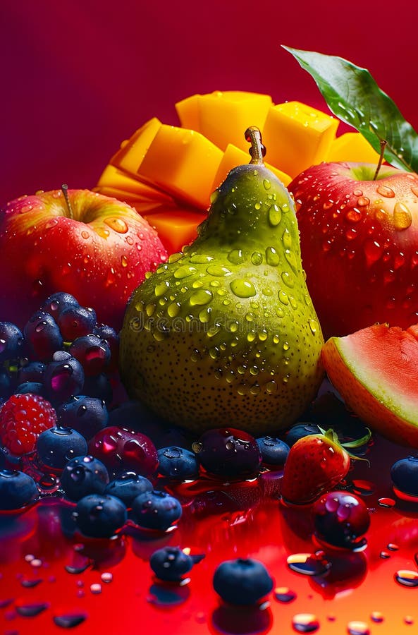 A Pear with Water Drops on it Stock Photo - Image of liquid, generated ...