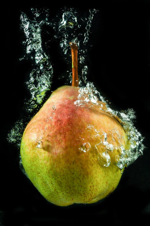 Pear in water stock photo. Image of drop, bubble, background - 35427866