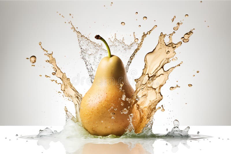 Pear with Water Splash Isolated on White Background. 3d Rendering Stock ...