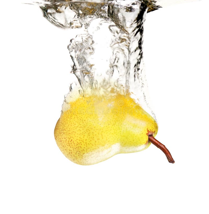 Pear with Water Splash on White Stock Photo - Image of juice, isolated ...