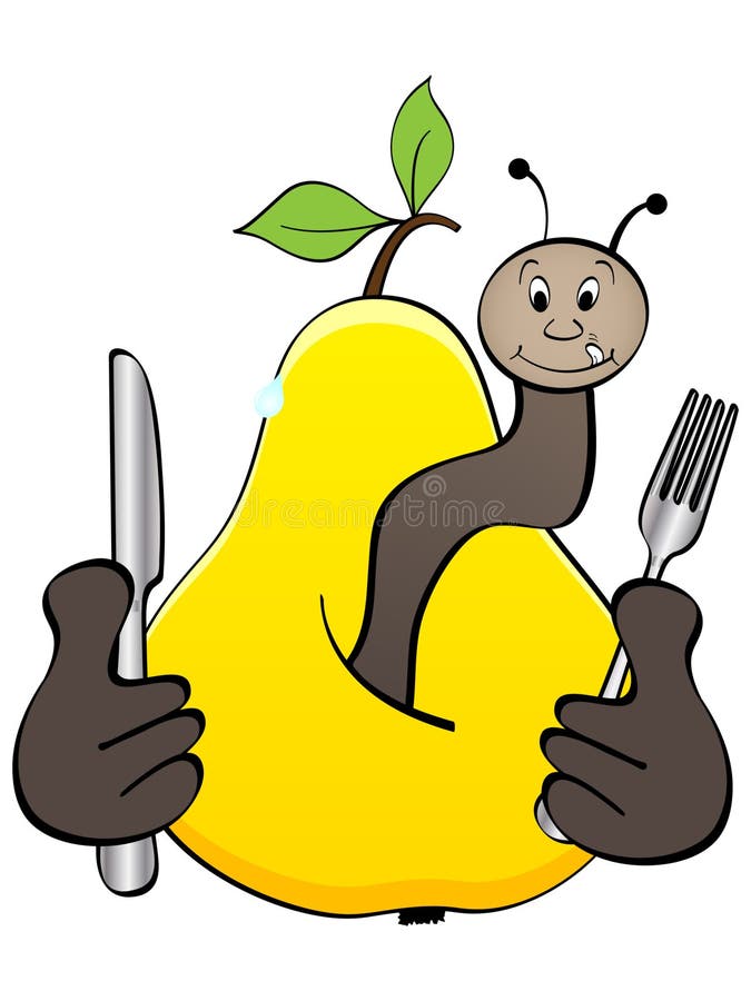Pear with worm stock illustration. Illustration of dieting - 18859629
