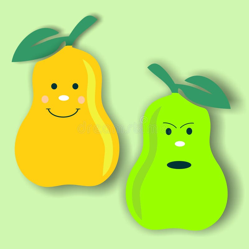 Pear Yellow Good and Green Evil. Vector. Stock Vector - Illustration of ...