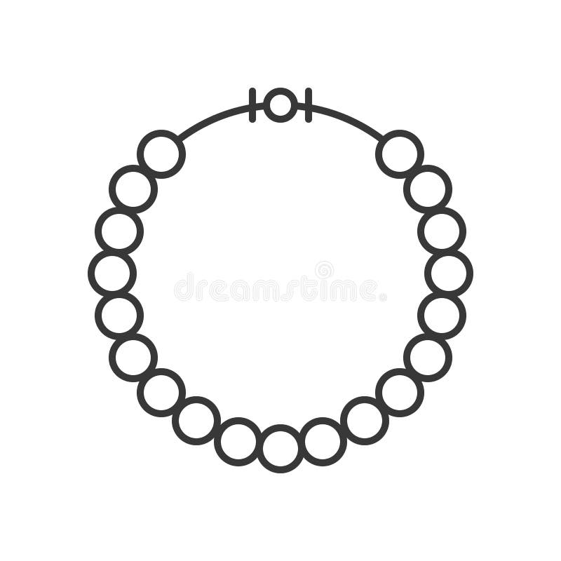 Pearl or Beads Necklace, Outline Vector Icon Stock Vector ...