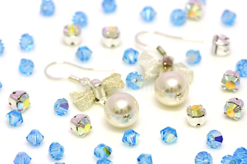 Pearl Earrings and Beads stock image. Image of shiny, swarovski - 6828993