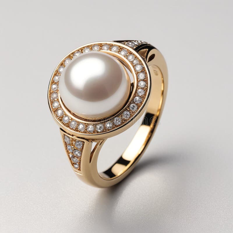 Pearl Elegance Luxurious Ring with Exquisite Inlaid Details on White Stock Illustration ...