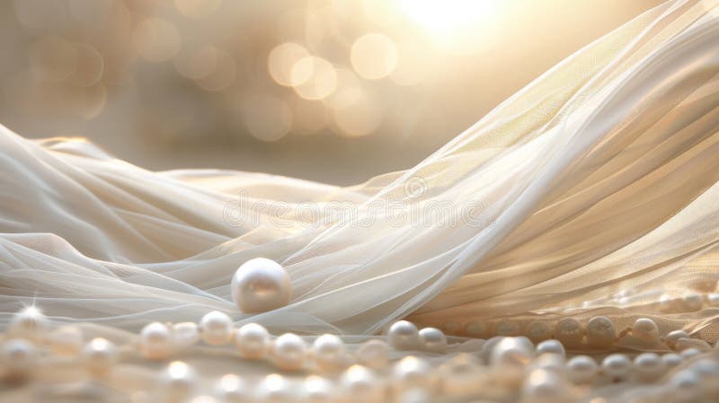 A Pearl on Elegant Satin, Highlighted by a Strand of Smaller Pearls and ...